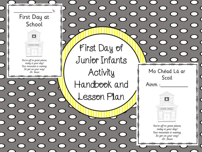 Junior Infant’s First Day Booklet and Lesson Plan – Primary Teaching Ideas